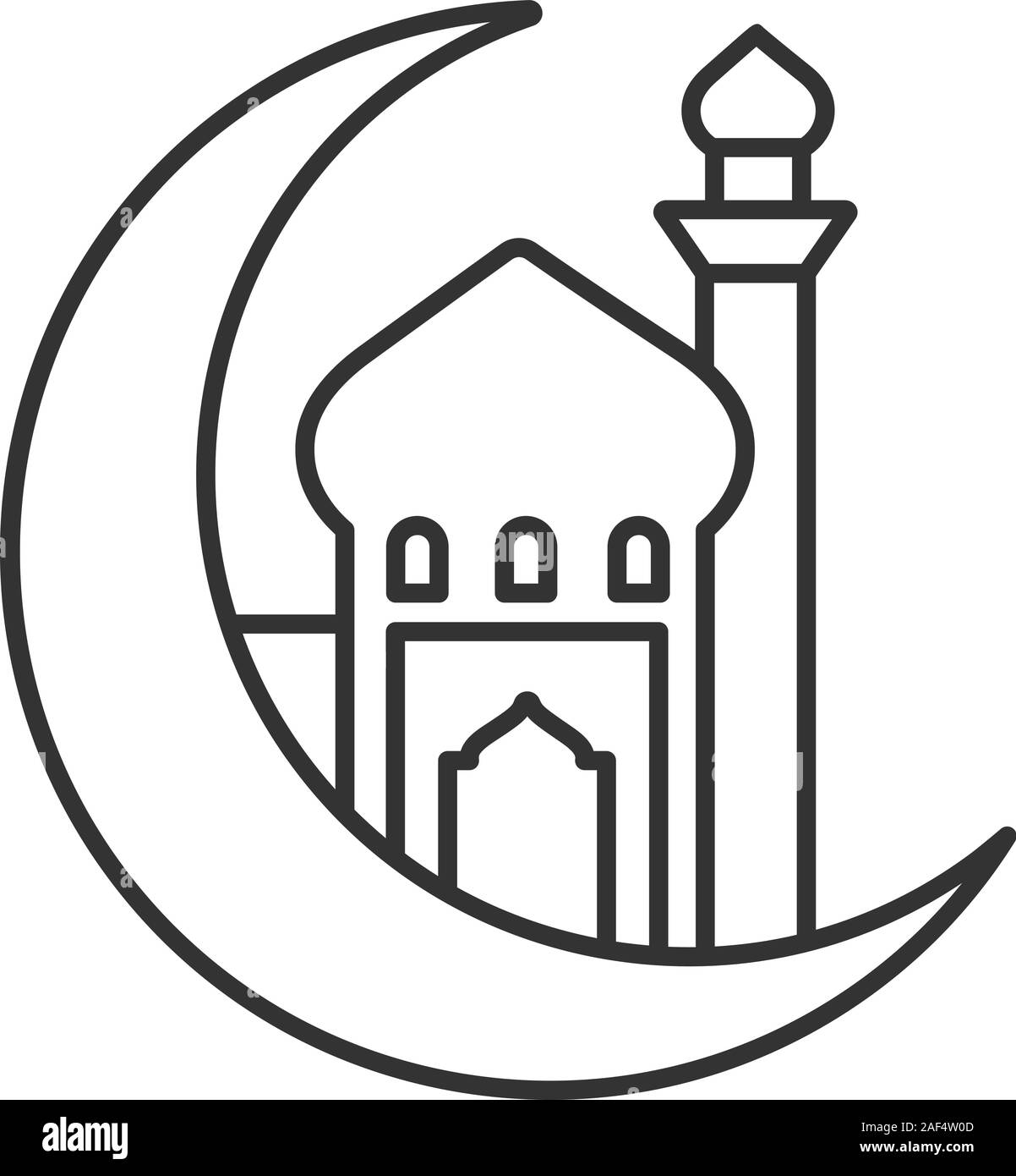 Mosque With Ramadan Moon Linear Icon Thin Line Illustration Crescent
