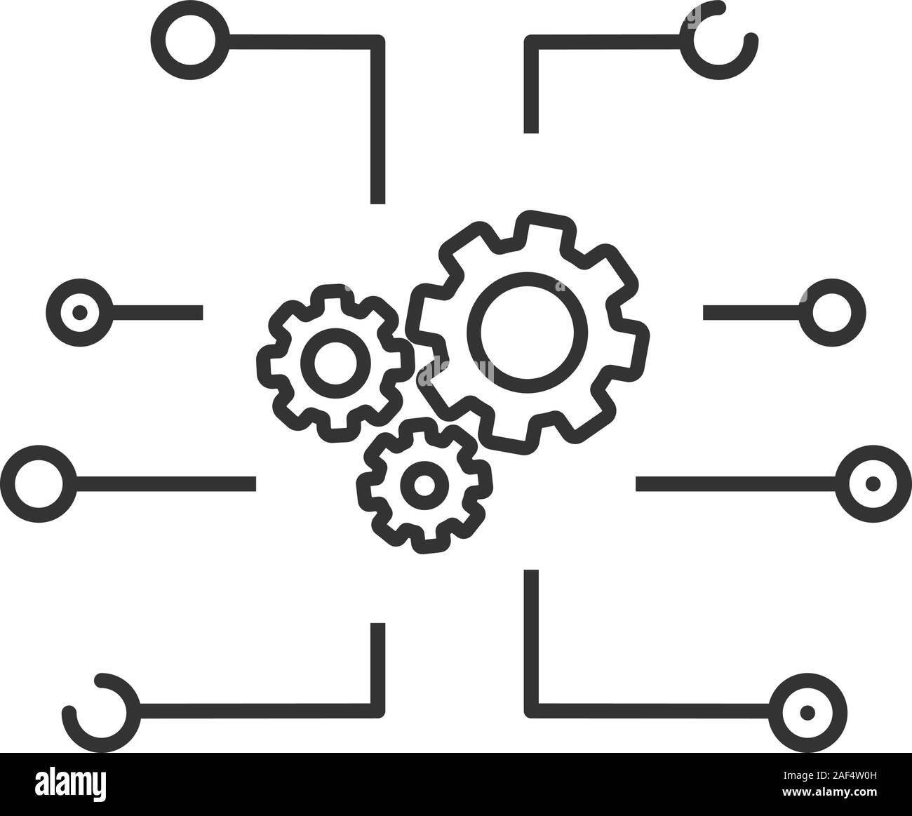 Device Settings Linear Icon Cogwheels System Cyberspace Thin Line