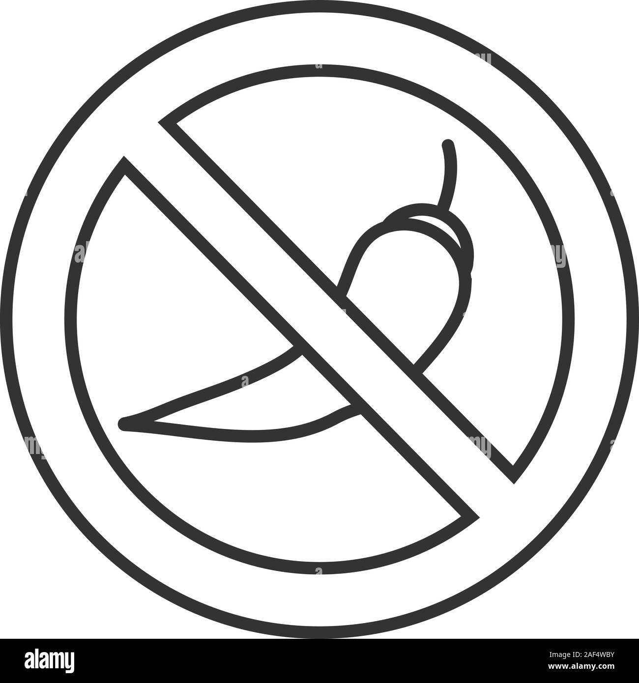 Forbidden sign with chilli pepper linear icon. Not spicy. Thin line ...