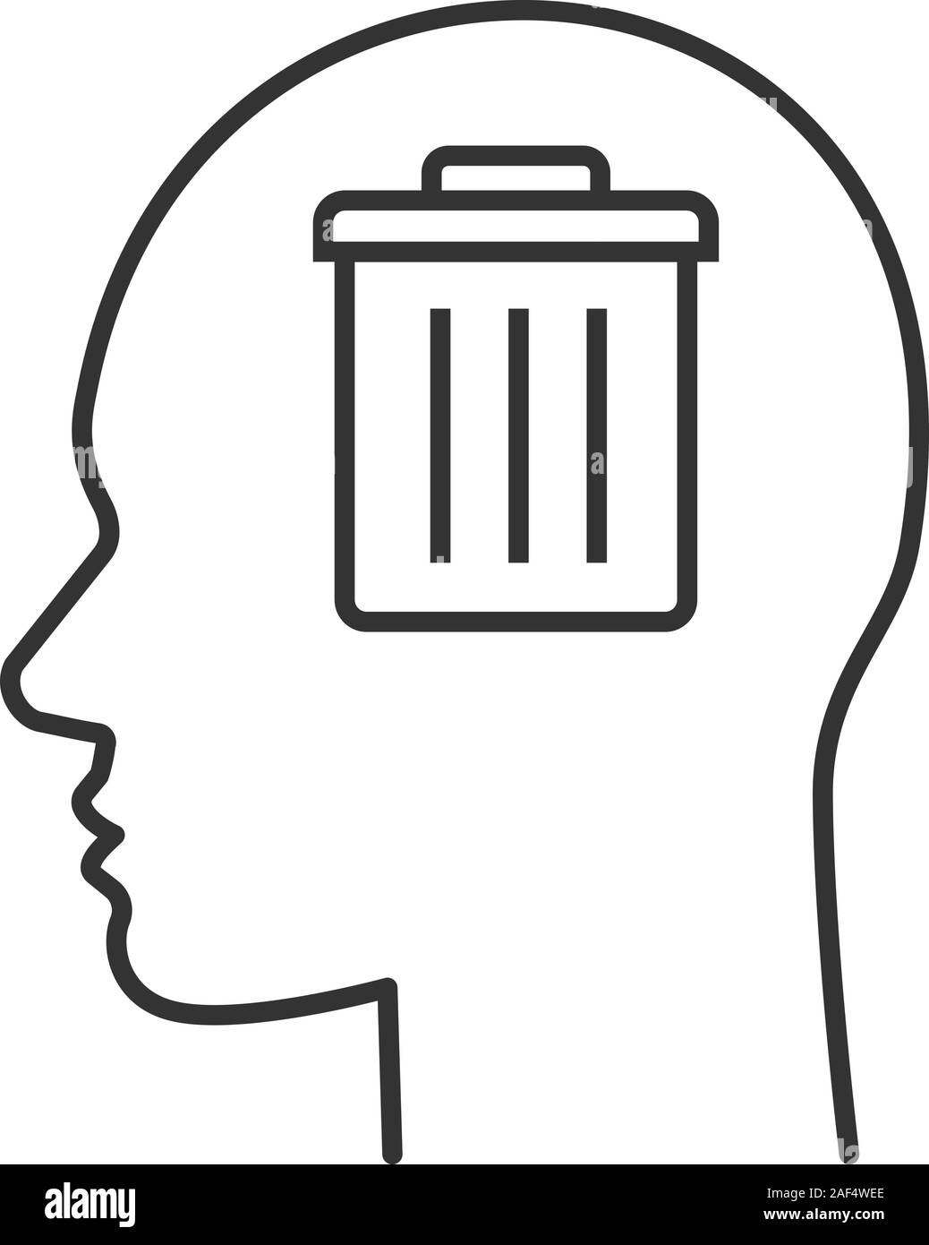 Trash can inside human head linear icon. Delete profile. Thin line ...