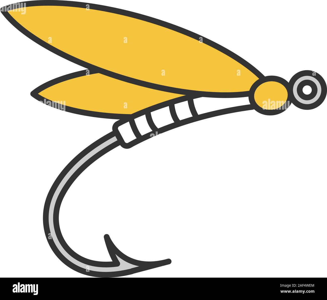 Fly fishing color icon. Insect bait. Dragonfly lure. Isolated vector ...