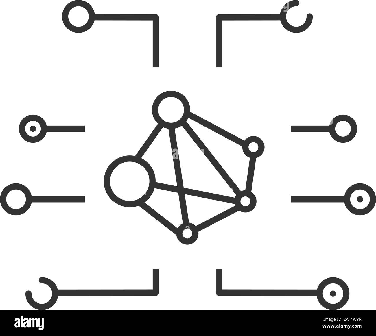 Global network linear icon. Thin line illustration. Blockchain. Connection. Contour symbol ...