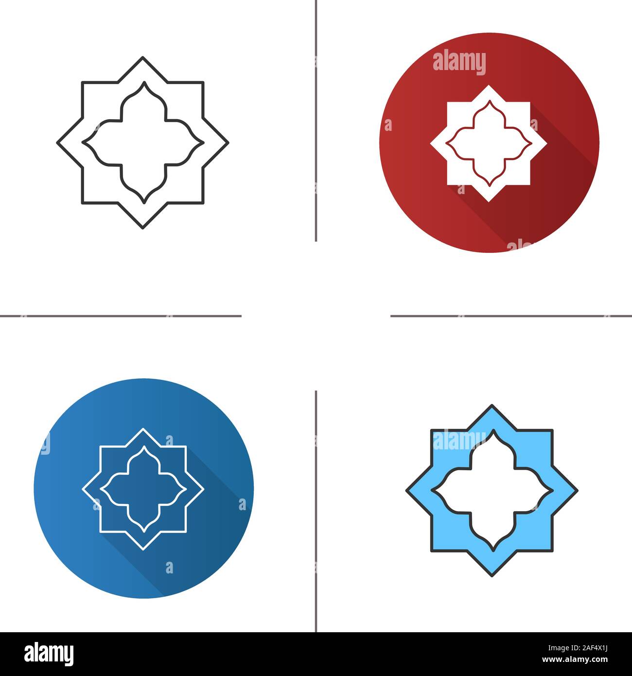 Islamic star icon. Flat design, linear and color styles. Muslim art ...