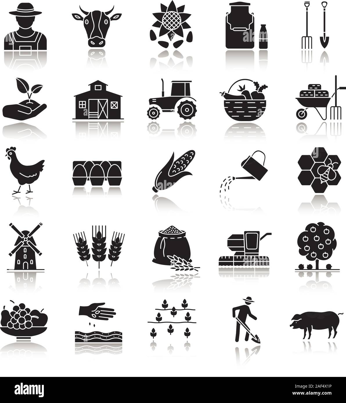 Agriculture drop shadow black glyph icons set. Farming. Agricultural ... Agriculture drop shadow black glyph icons set. Farming. Agricultural ...