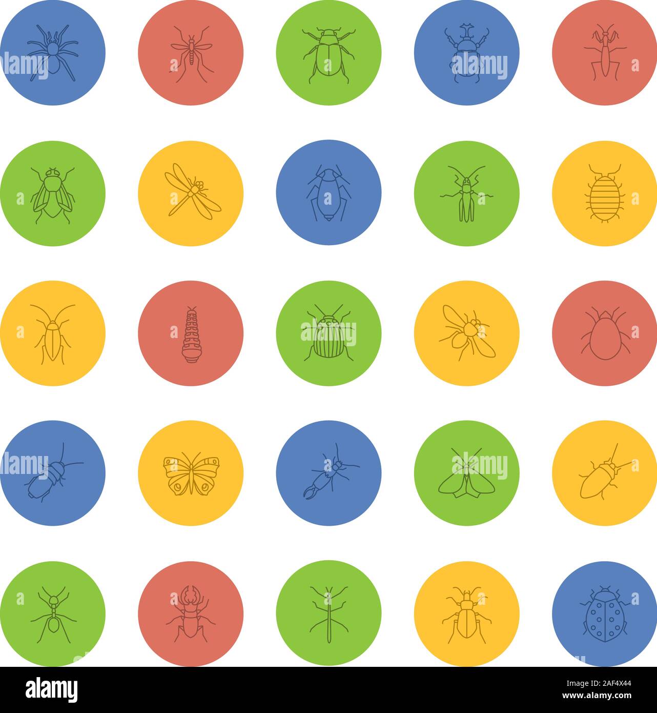 Insects linear icons set. Bugs. Entomologist collection. Butterfly ...