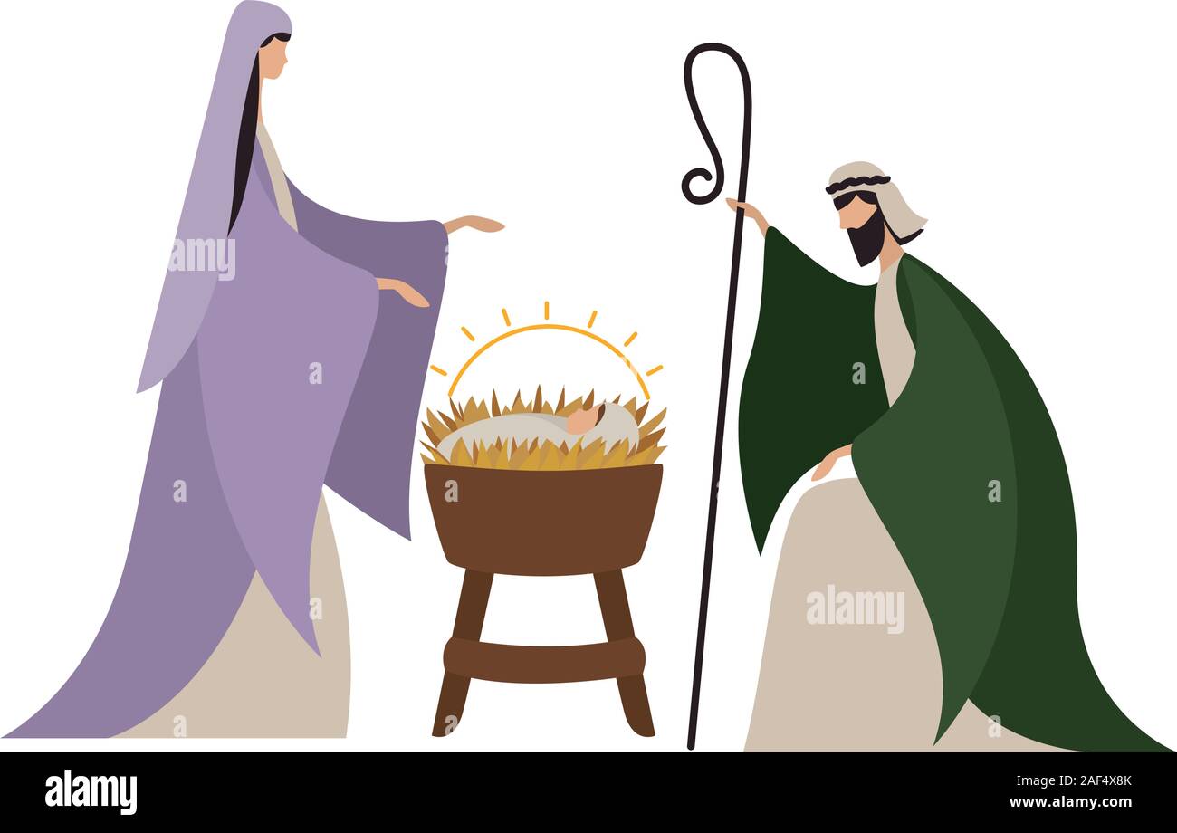 Virgin mary joseph and baby jesus vector design Stock Vector Image ...