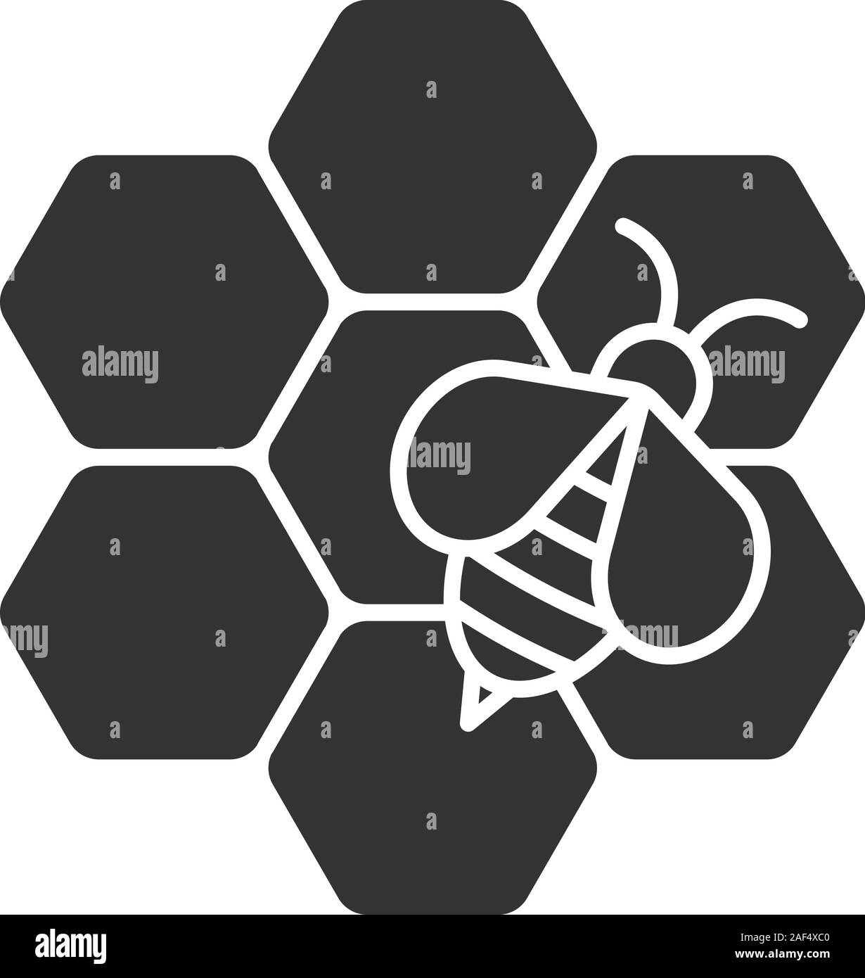 Beekeeping glyph icon. Honey bee on honeycomb. Apiary. Silhouette ...