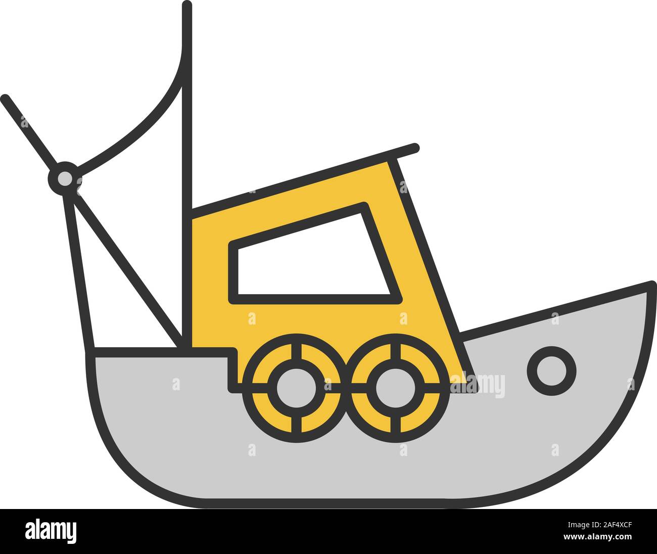 Fisher boat color icon. Coble. Yacht. Isolated vector illustration ...