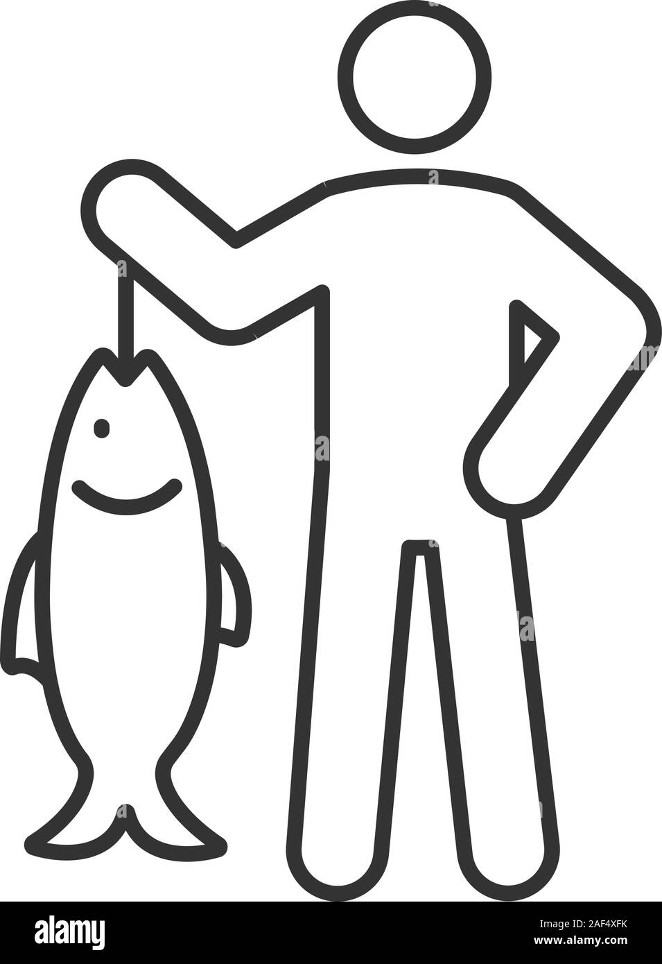 Fisherman linear icon. Thin line illustration. Fish catch. Contour ...