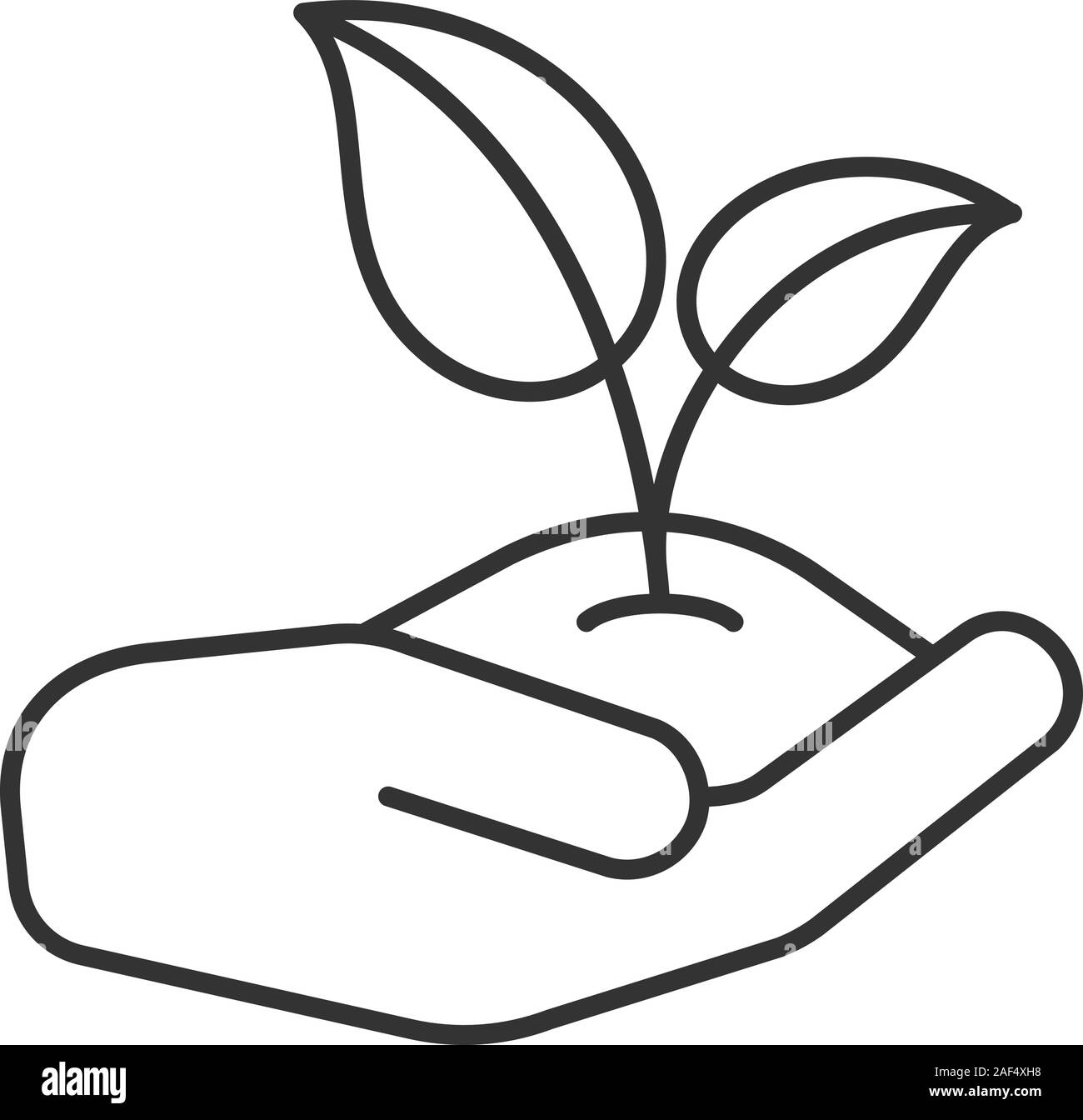Open hand with sprout linear icon. Environment protection. Thin line ... Open hand with sprout linear icon. Environment protection. Thin line ...