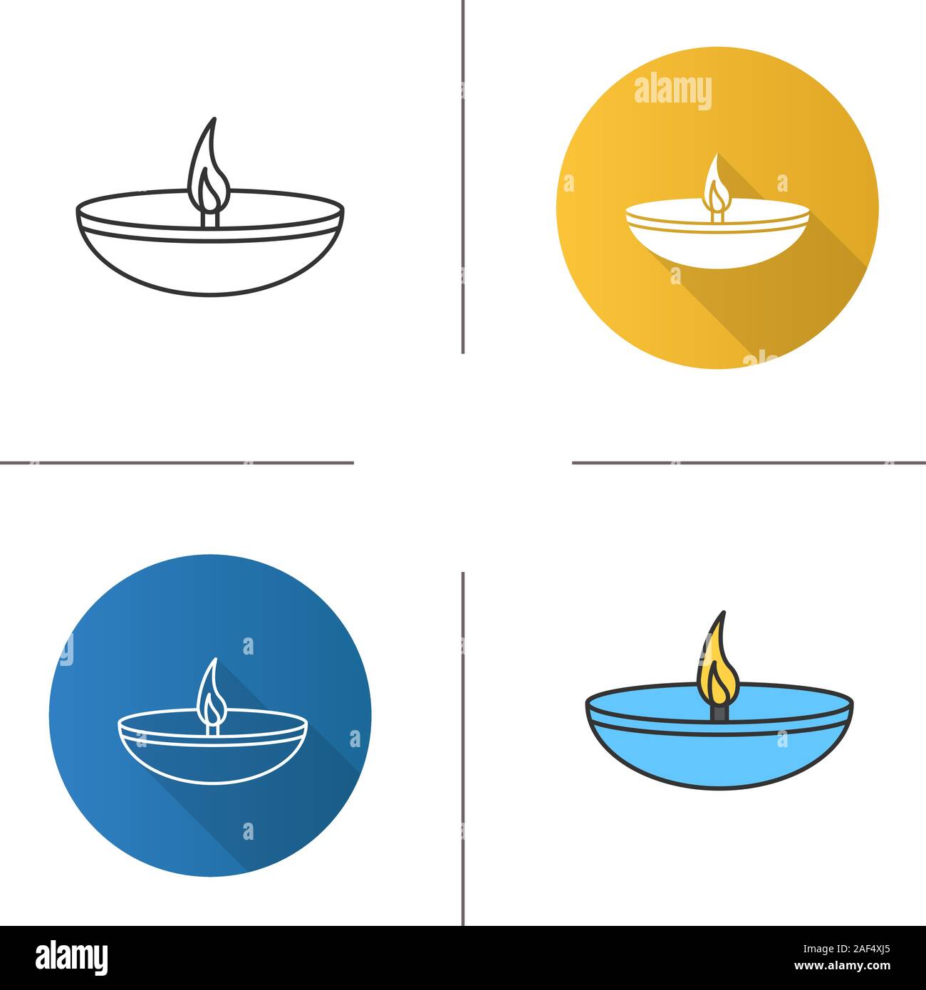 Islamic oil lamp icon. Flat design, linear and color styles. Diya ...