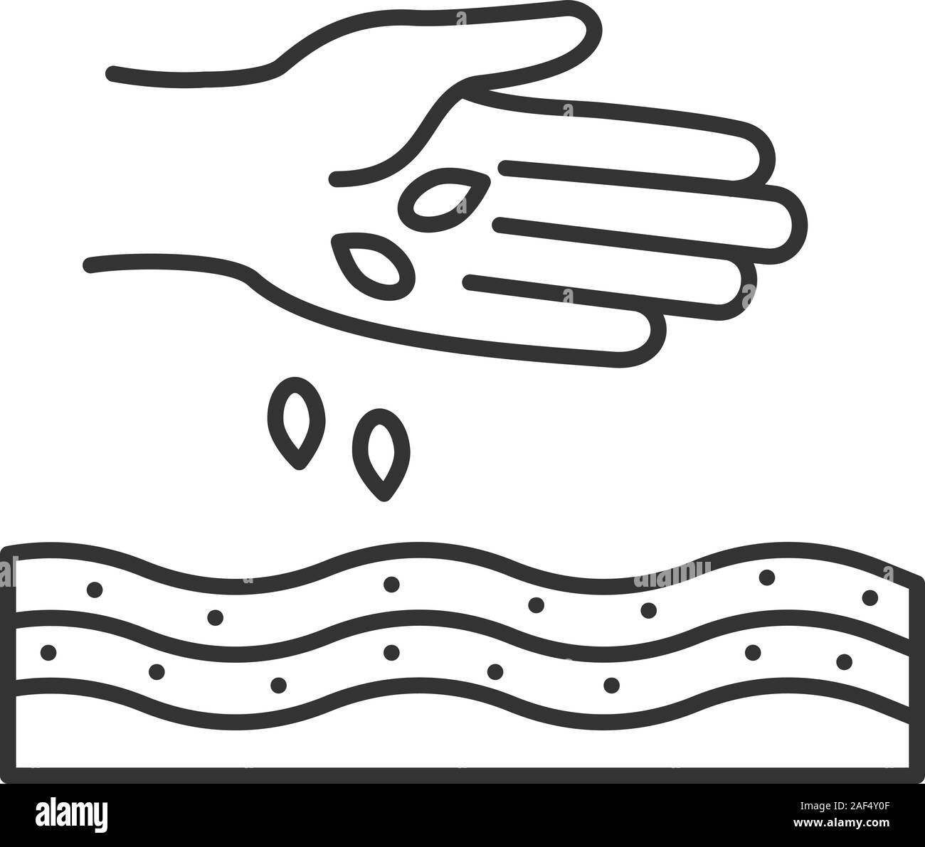 Hand sowing seeds linear icon. Agriculture. Thin line illustration ...