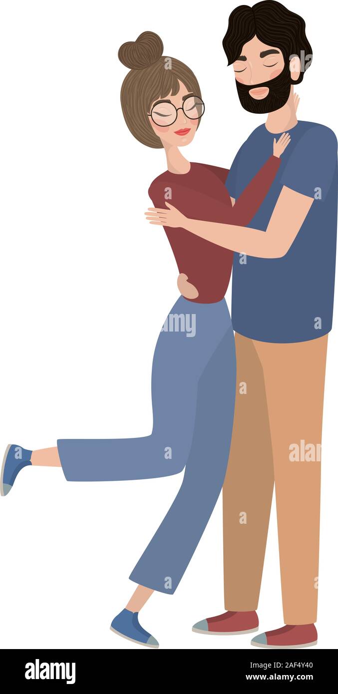 Couple of woman and man drawing vector design Stock Vector Image & Art ...