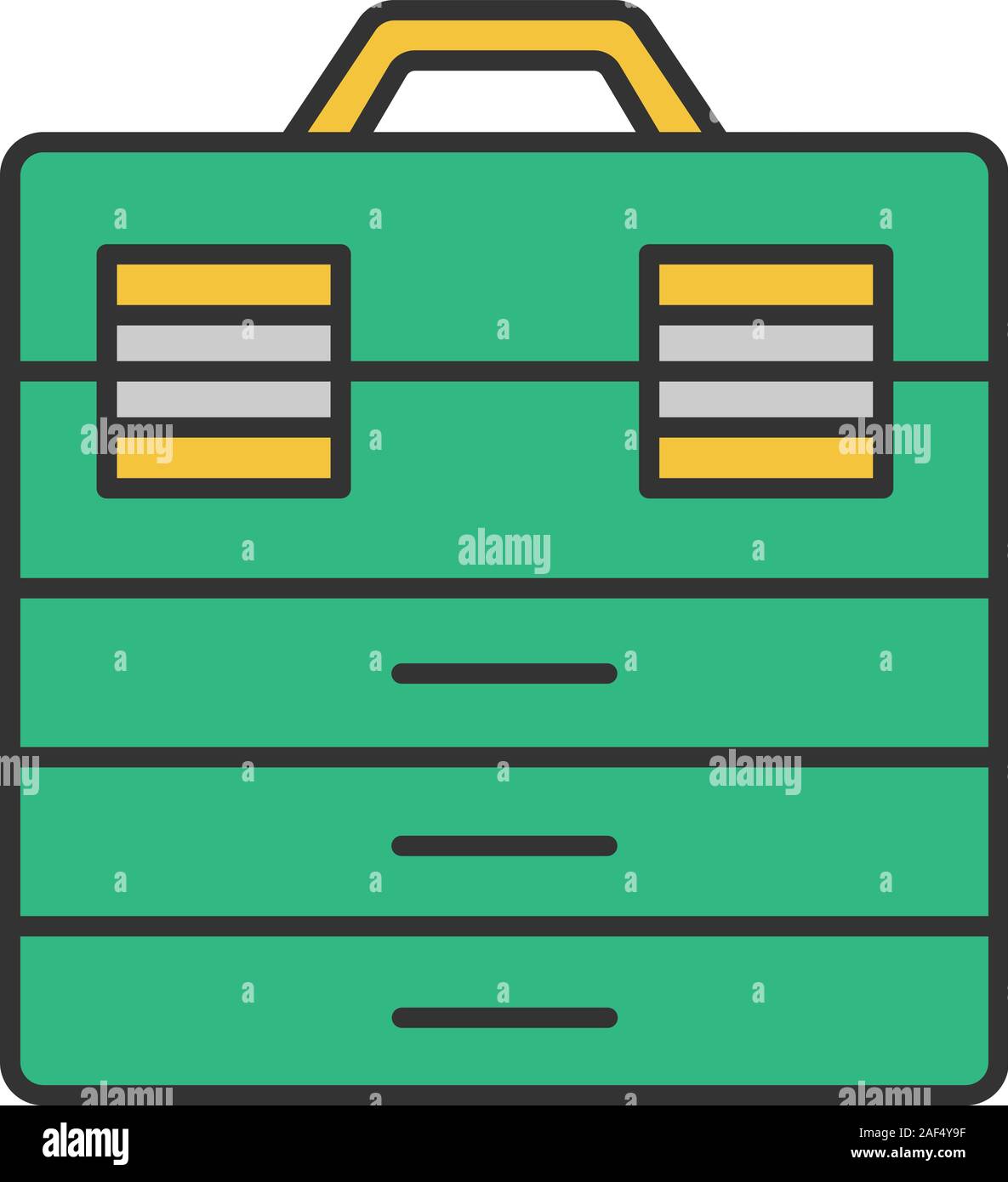 Fishing tackle box color icon. Toolbox. Isolated vector illustration ...