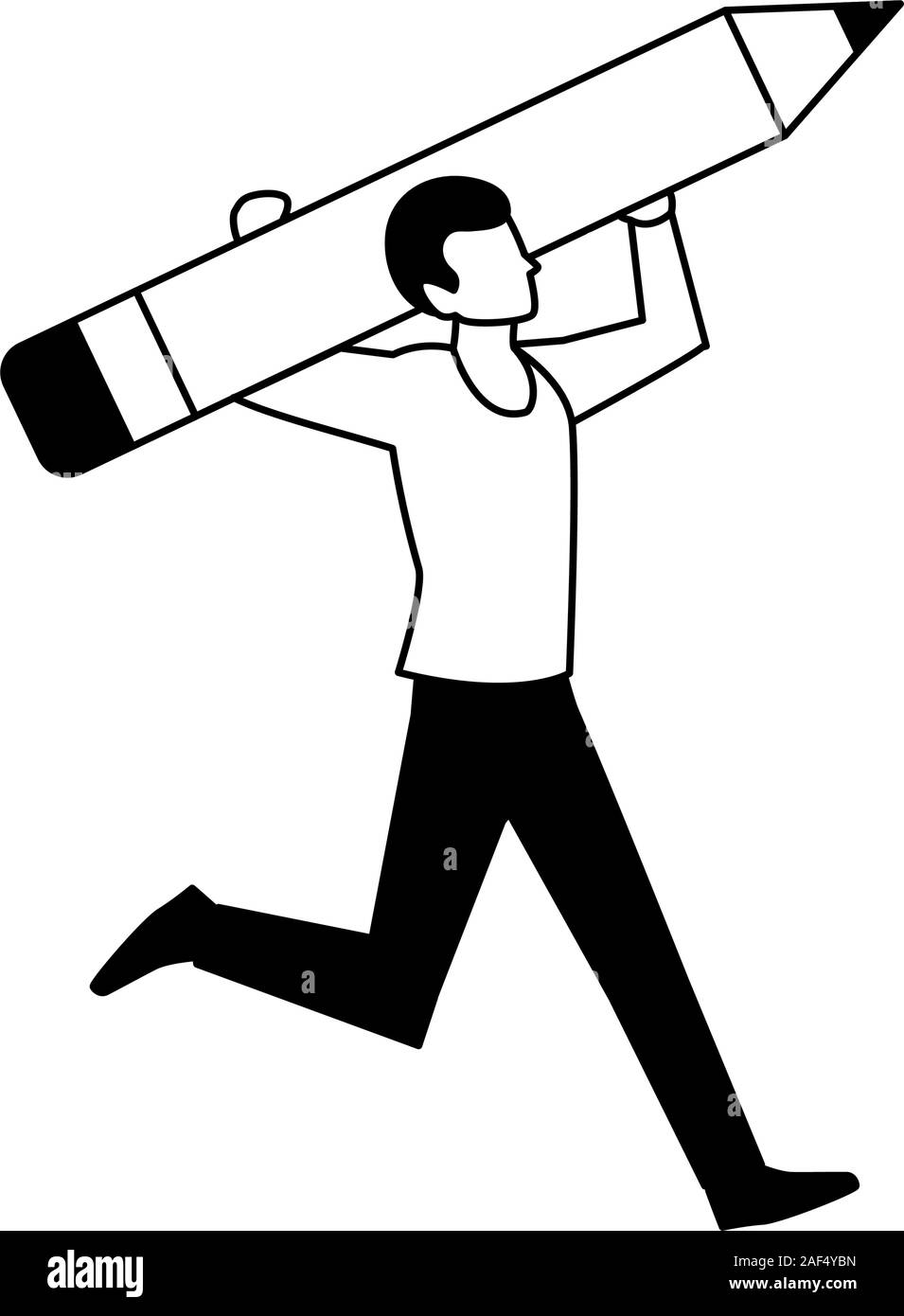 man with pencil to write on white background vector illustration design ...