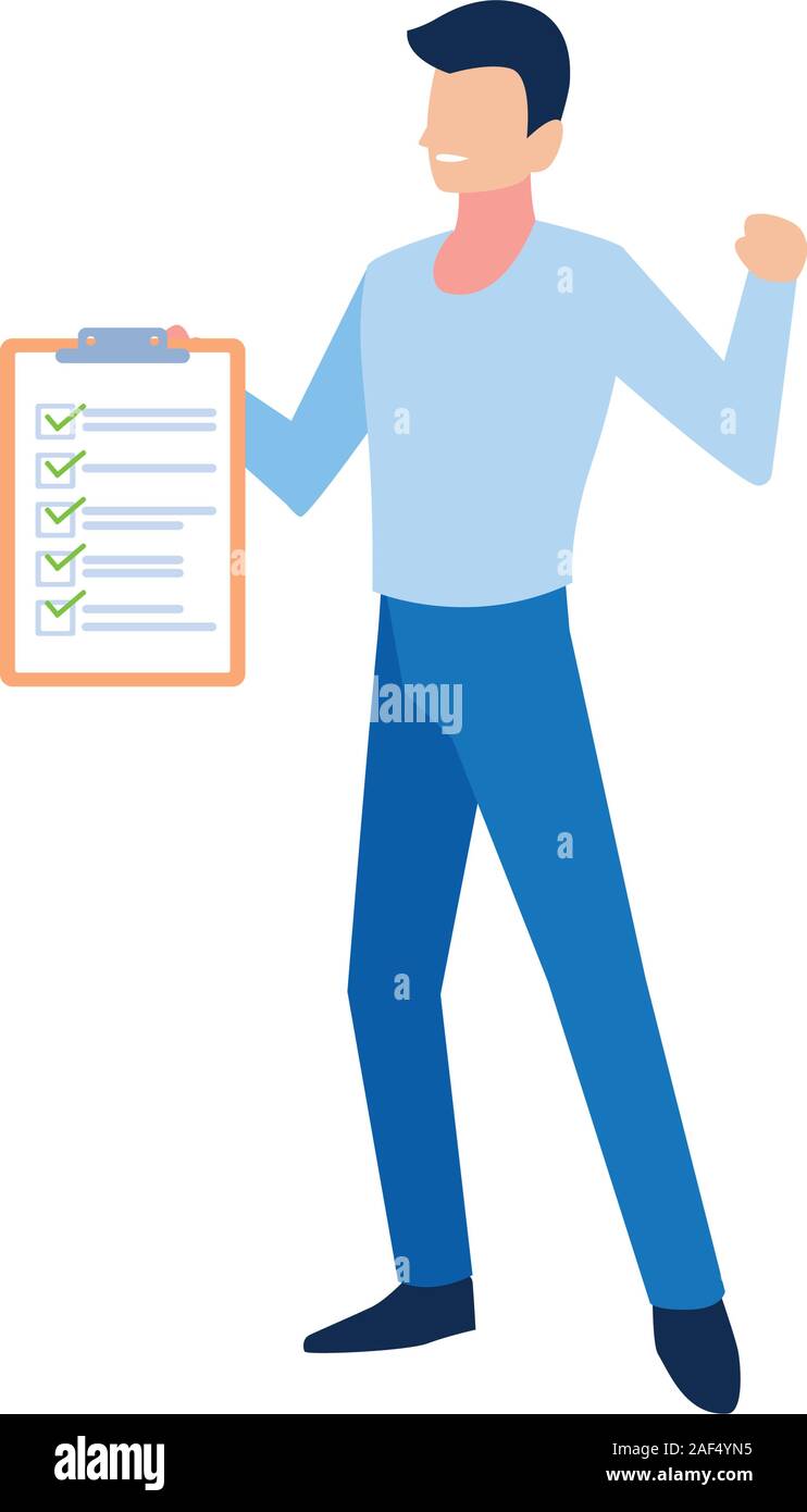 man with clipboard on white background vector illustration design Stock ...