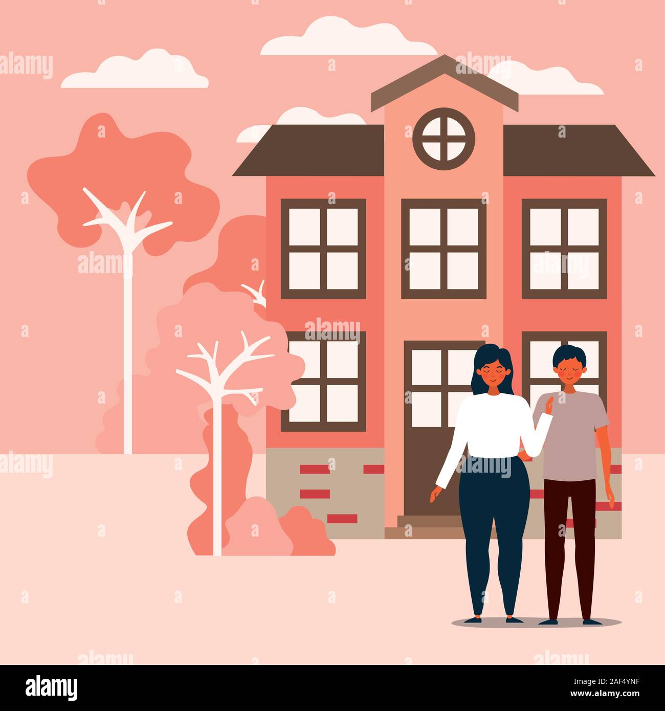 Couple and house building vector design Stock Vector Image & Art - Alamy