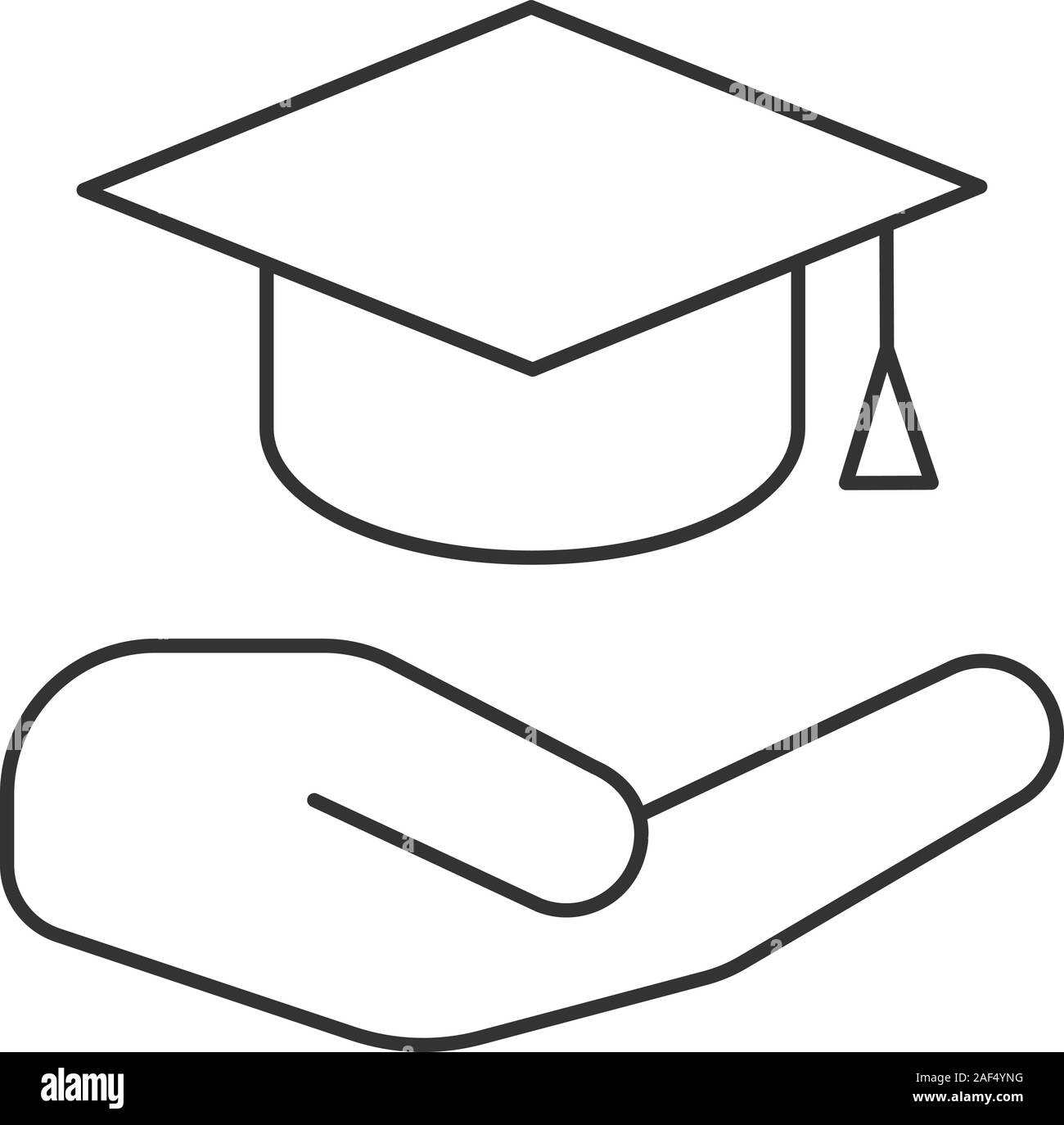 Open hand with graduation cap linear icon. Accessible education. Thin ...