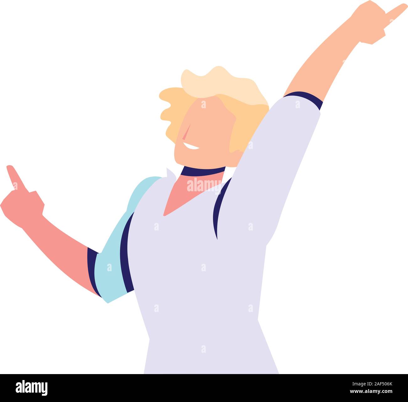 man in pose of dancing, party, on white background vector illustration ...