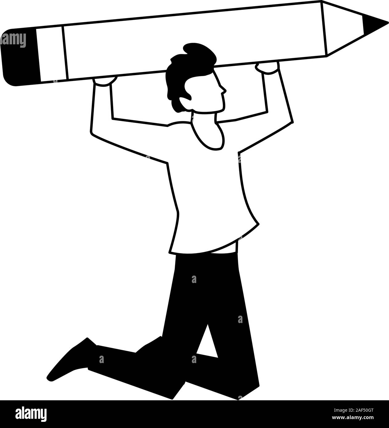 man with pencil to write on white background vector illustration design ...