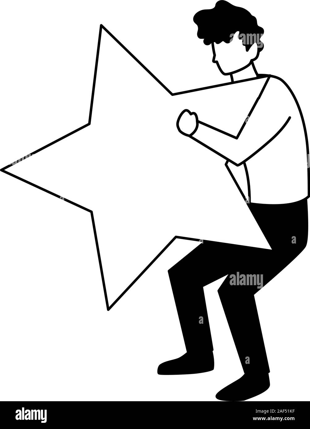 man with star golden on white background vector illustration design ...
