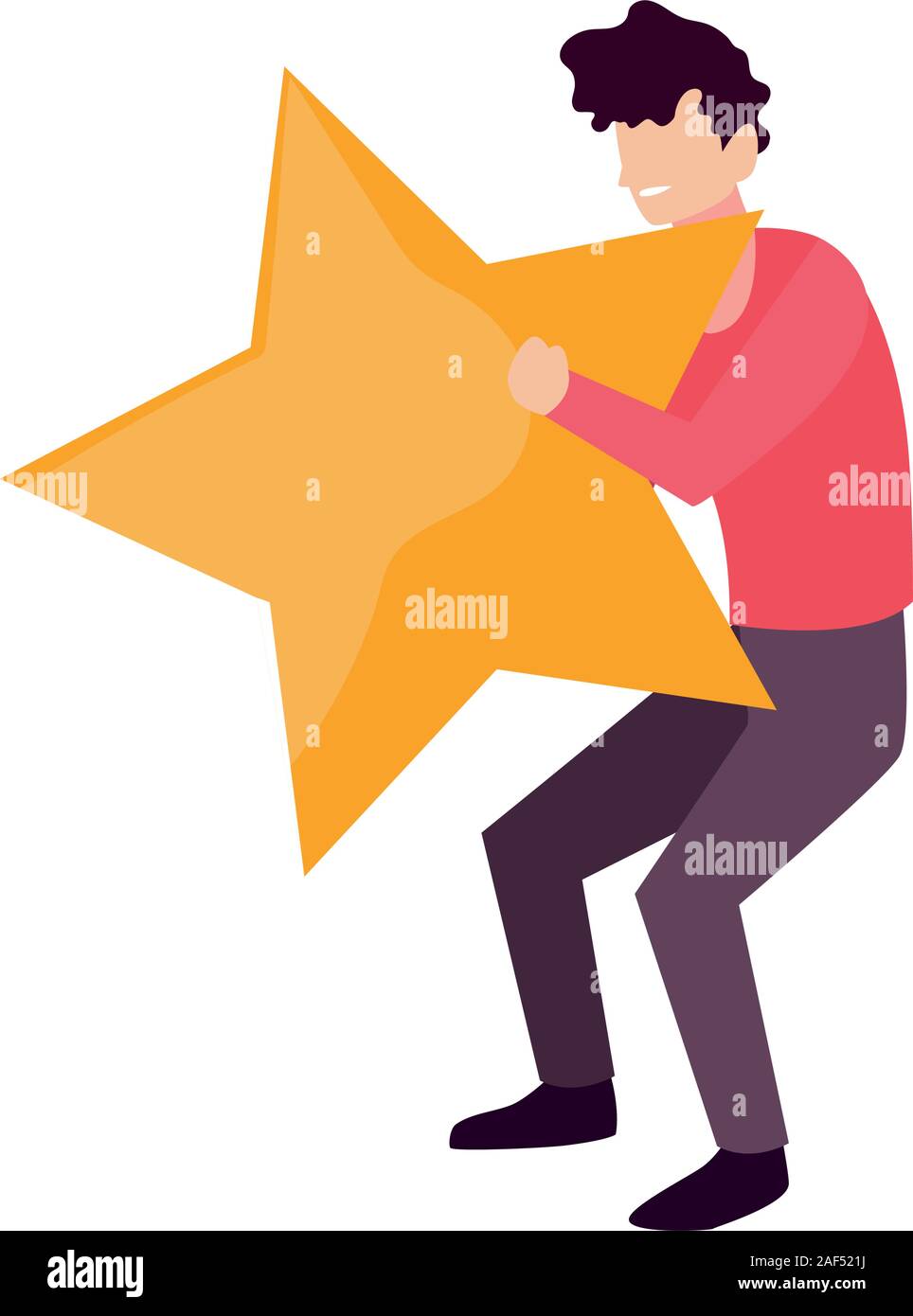 man with star golden on white background vector illustration design ...
