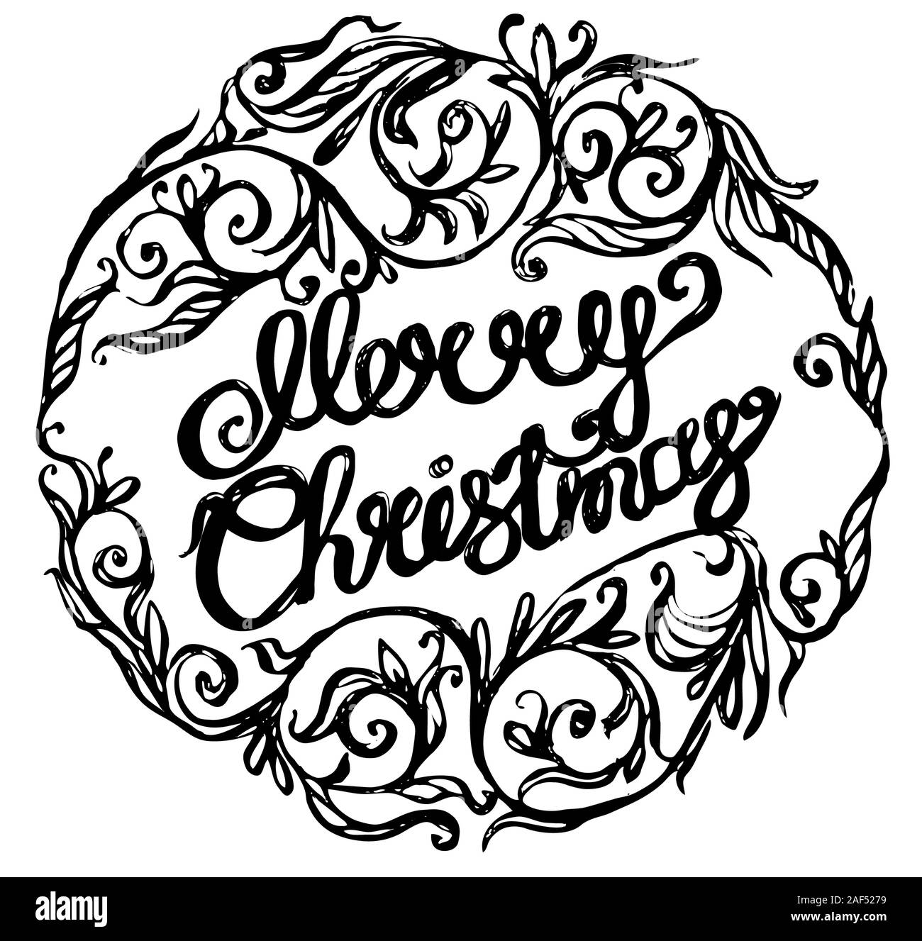 Merry Christmas lettering template. Greeting card invitation with ...