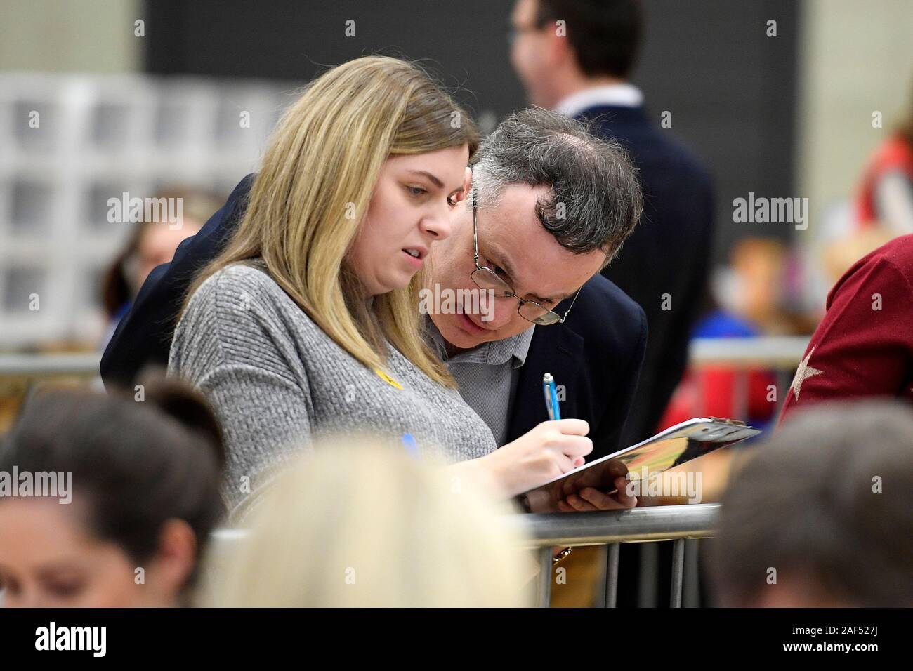 Candidate Stephen Farry of the Alliance Party watches the count in the ...