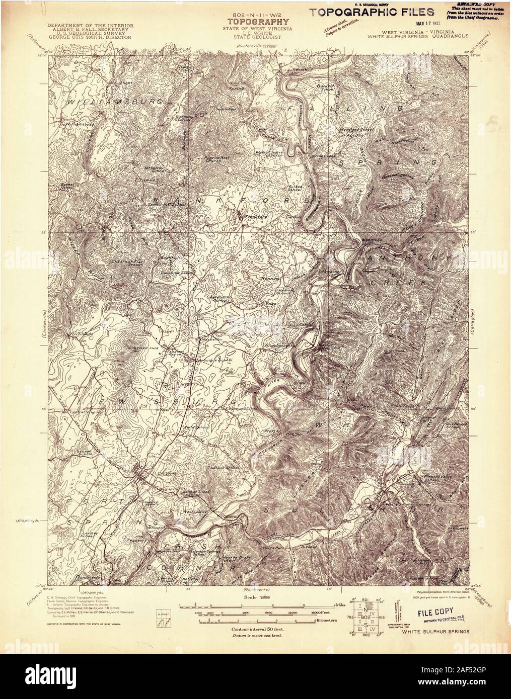 Map of white sulphur springs hi-res stock photography and images - Alamy