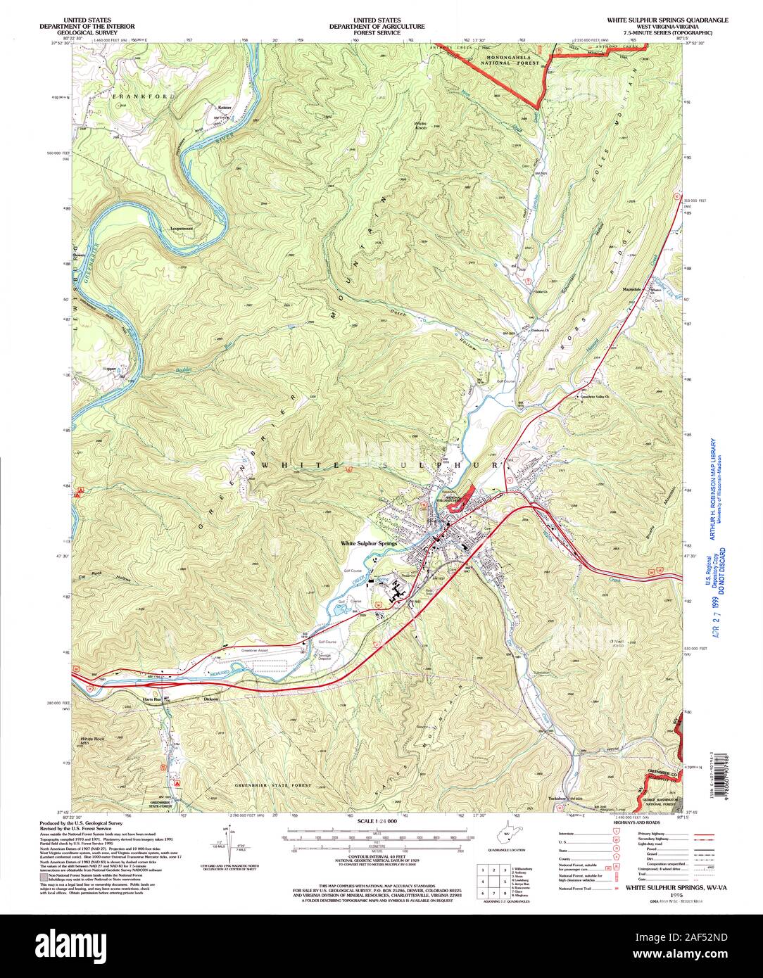 Map of white sulphur springs hi-res stock photography and images - Alamy