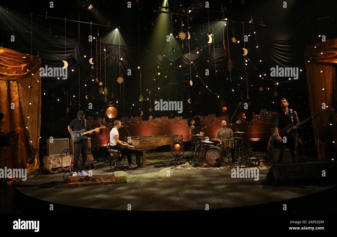 Coldplay performing during the filming for the Graham Norton Show at ...