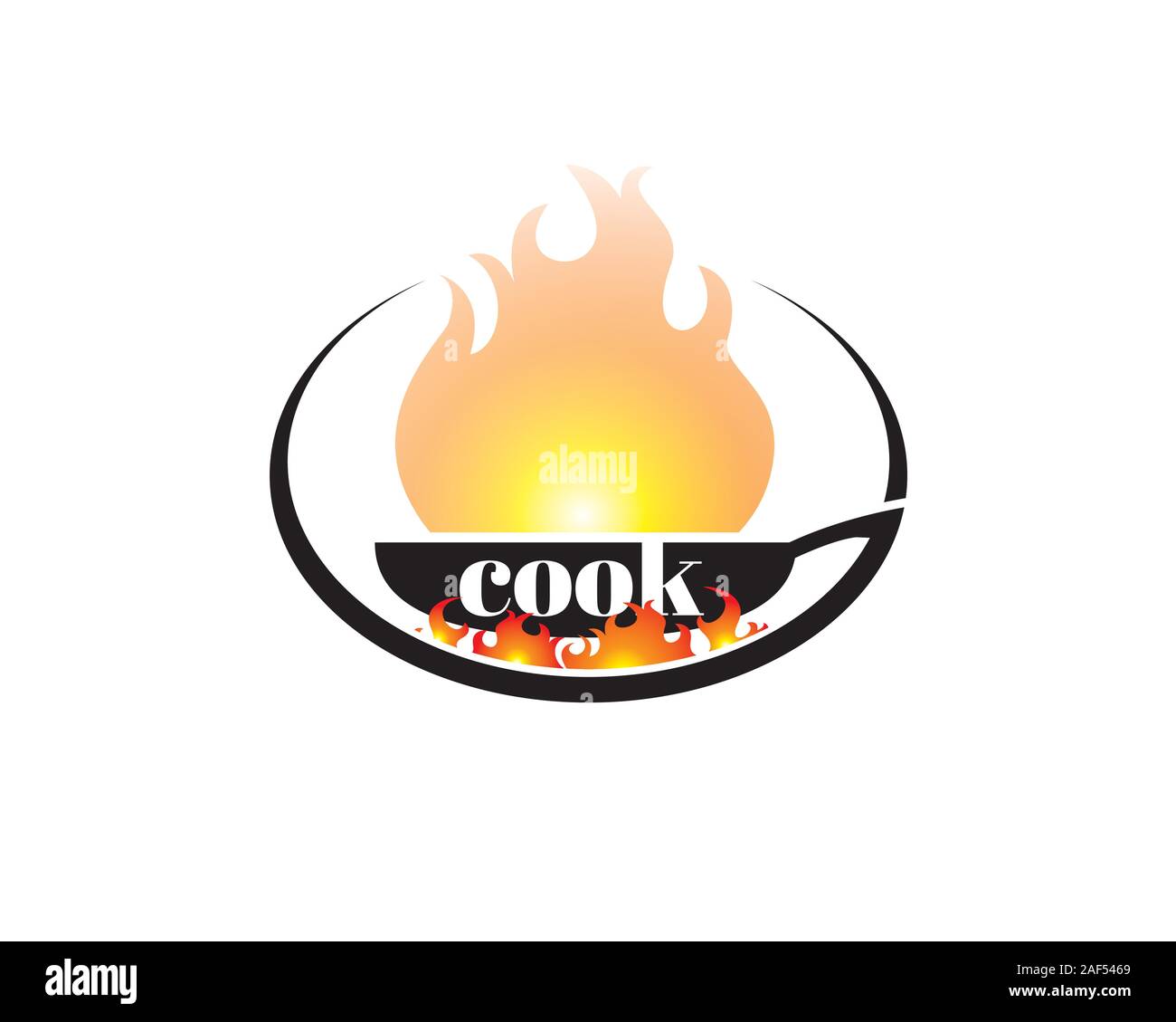 letter cook fire flame food restaurant chef logo Stock Vector Image ...