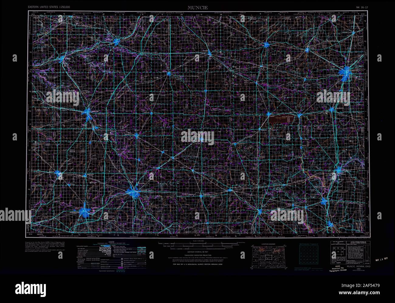 Muncie map hi-res stock photography and images - Alamy