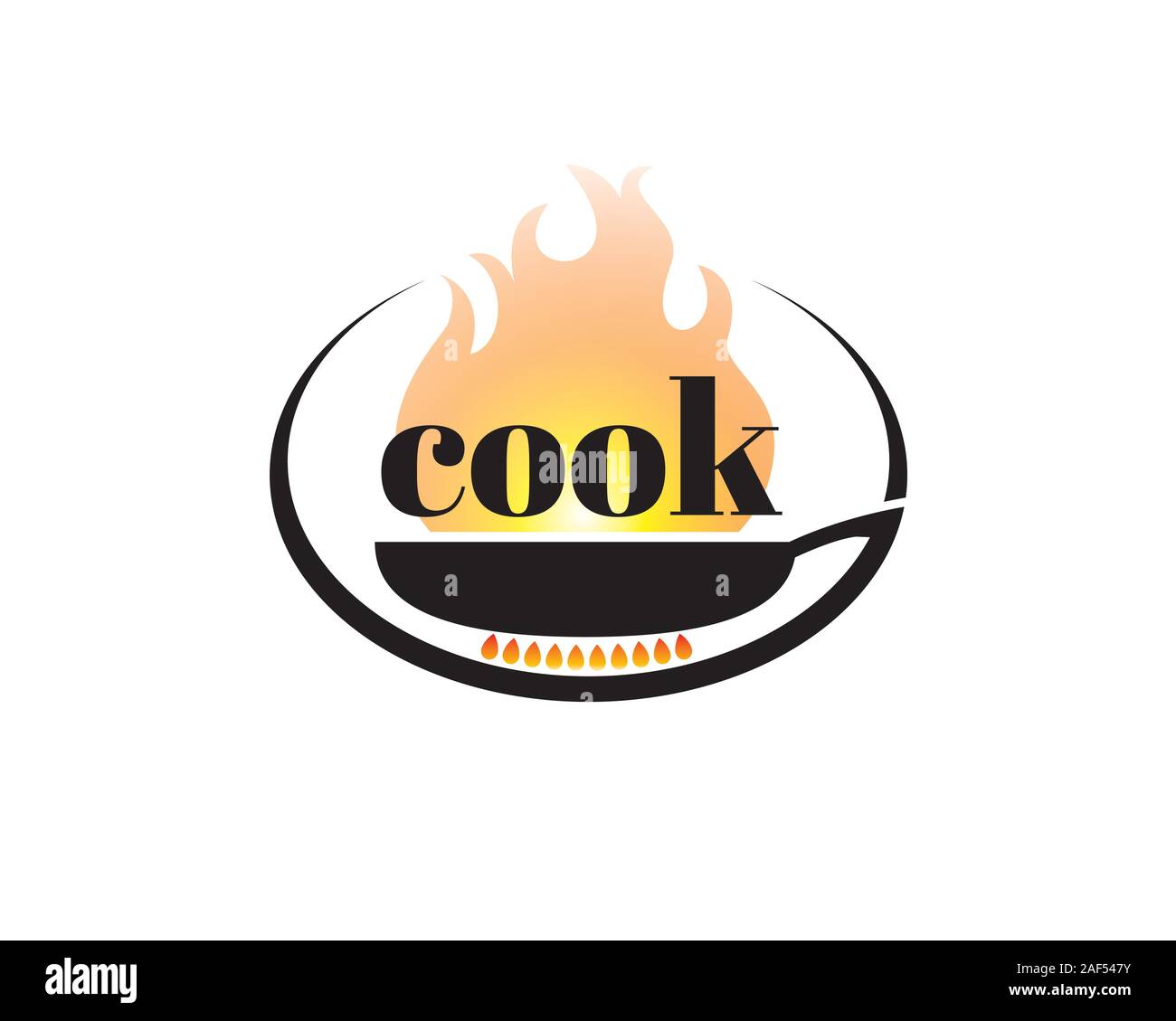 letter cook fire flame food restaurant chef logo Stock Vector Image ...