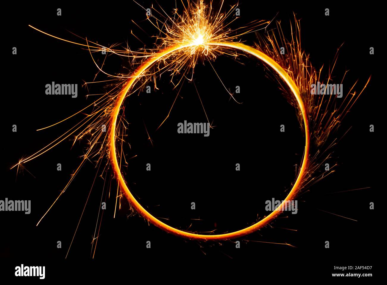 Circle of flames of Bengal fire, on black background Stock Photo - Alamy