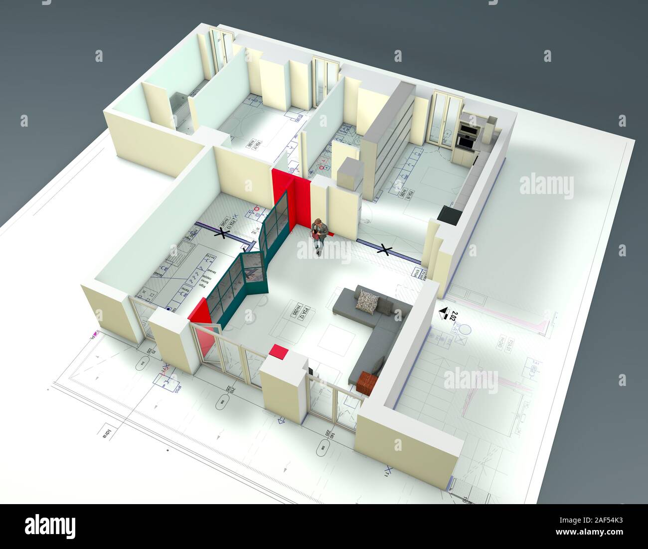 Architectural redesign of an apartment, reformulation of the interior ...