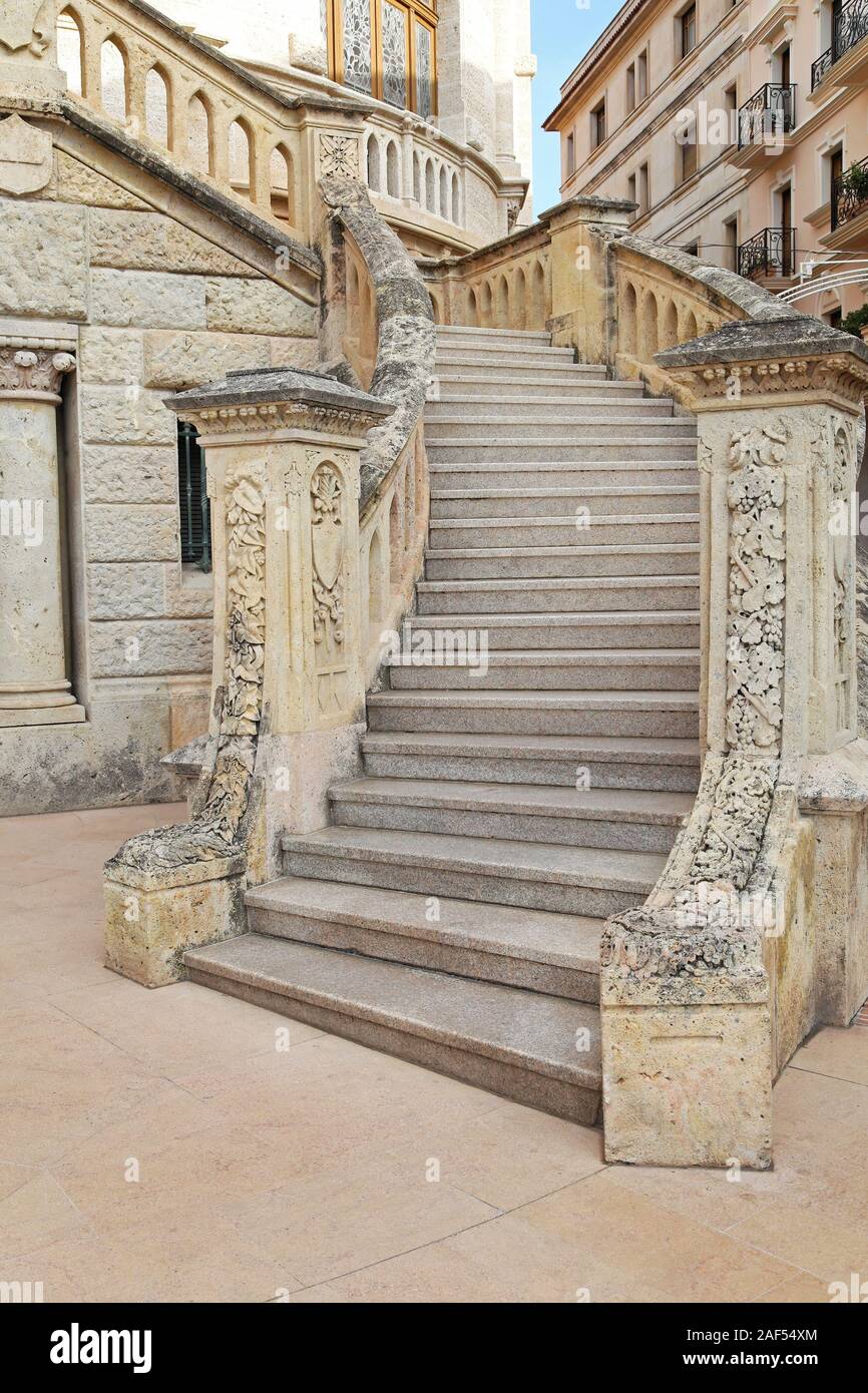 Medieval marble stone external stairway in Monaco Stock Photo - Alamy