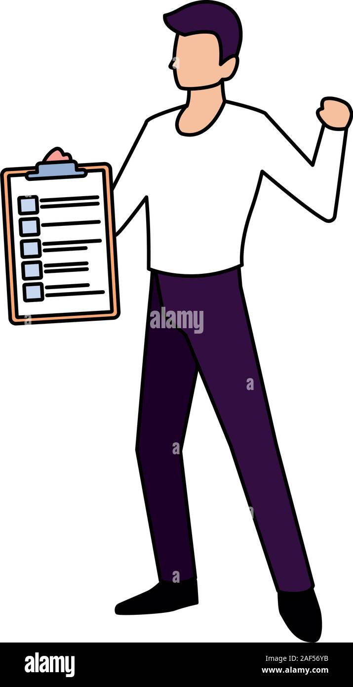 man with clipboard on white background vector illustration design Stock ...
