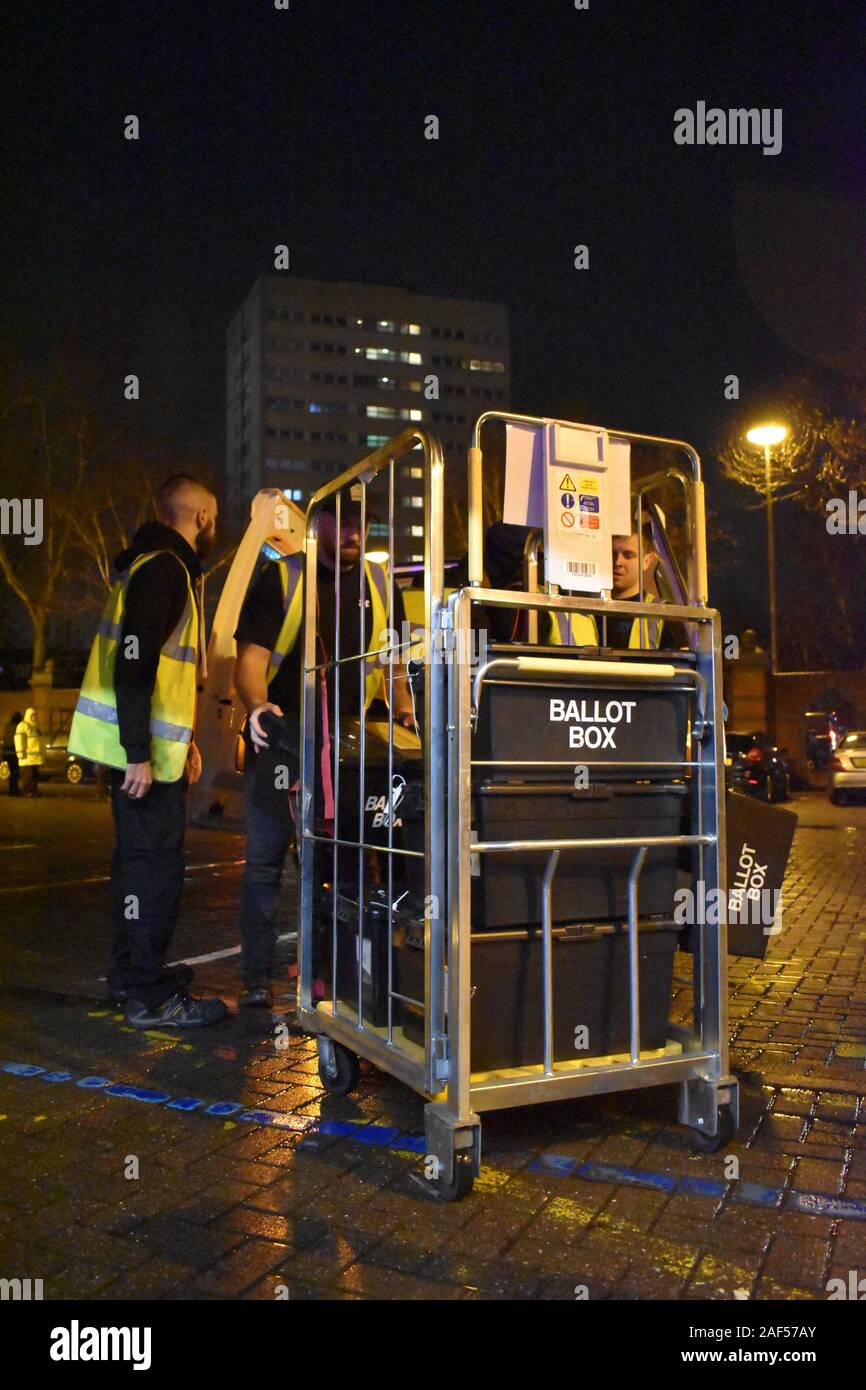 Ballot boxes being take from vehicles into the counting hall at the ...