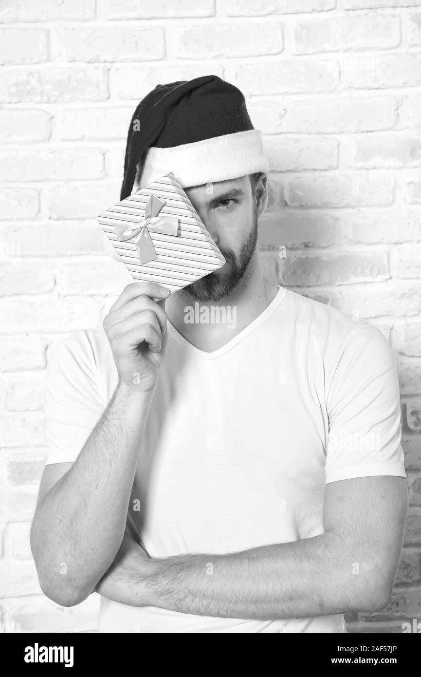 Christmas hat on wall Black and White Stock Photos & Images - Alamy