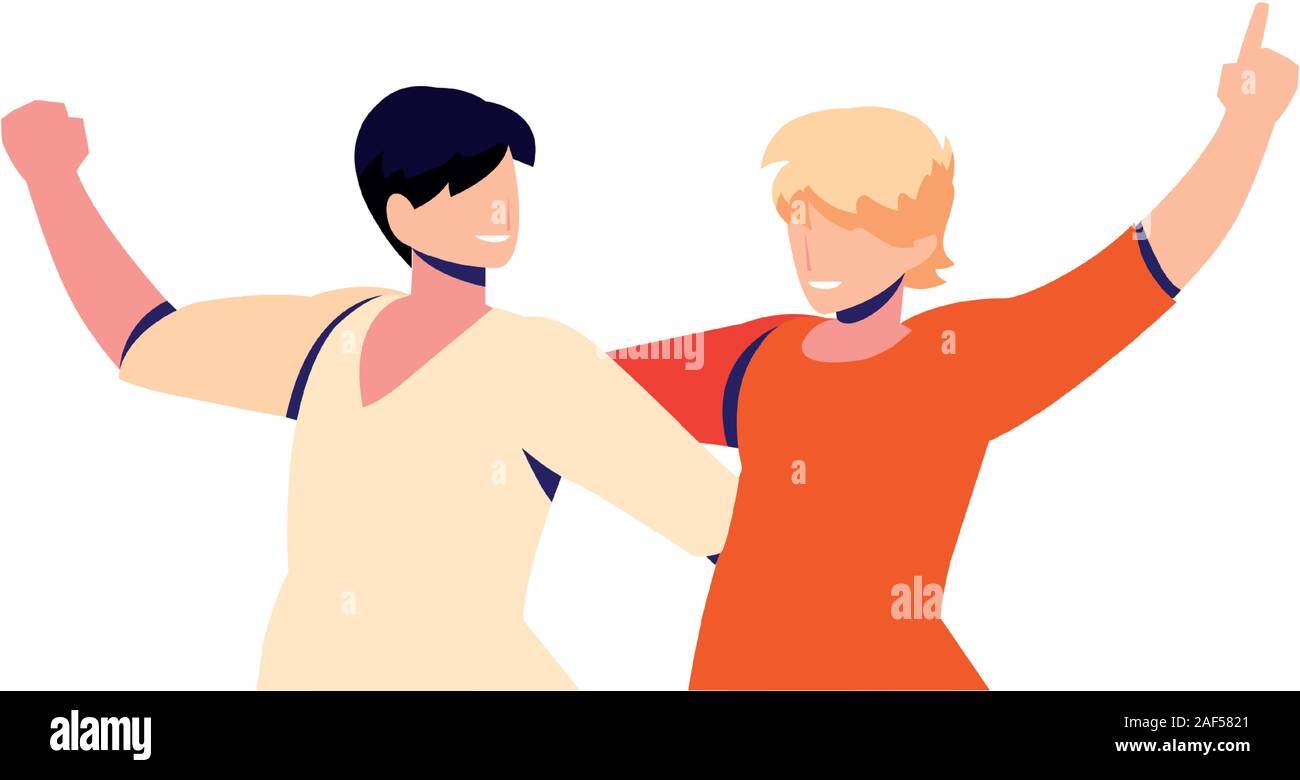 scene of men in dance pose, party, dance club vector illustration ...