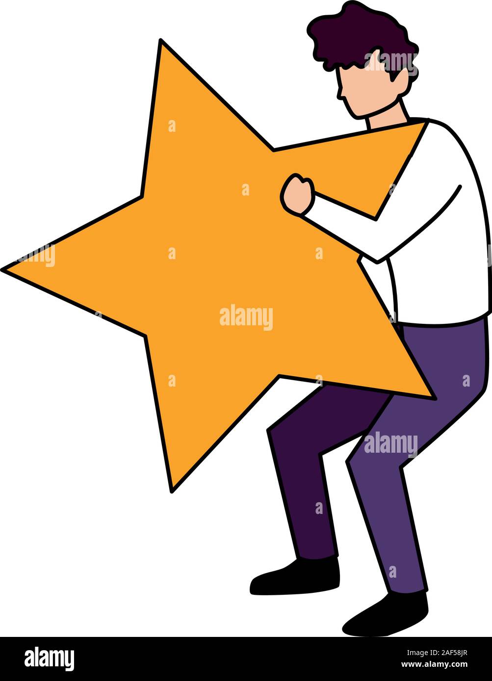 man with star golden on white background vector illustration design ...