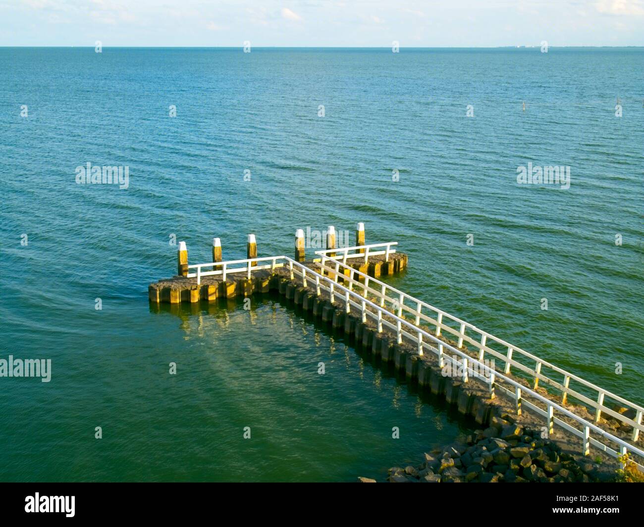 Jetty at the Ijsselmeer on the Afsluitdijk A7, the Netherlands Stock ...