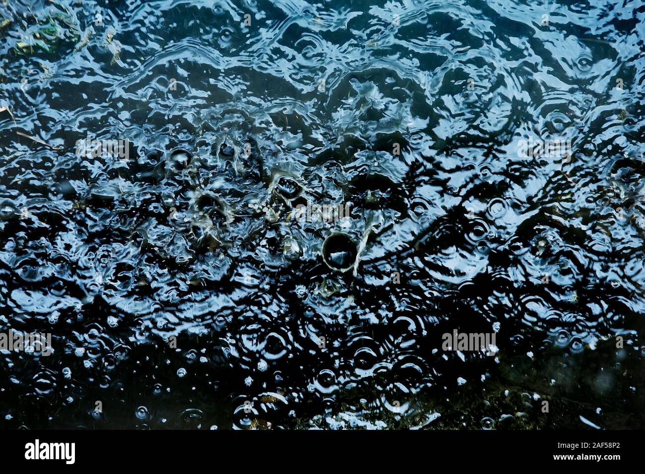 rain drops falling in pool on asphalt Stock Photo - Alamy