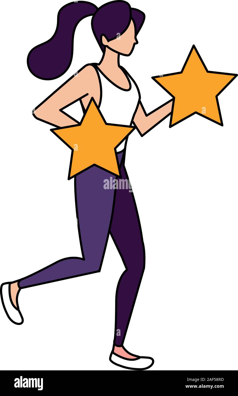 woman with stars golden on white background vector illustration design ...