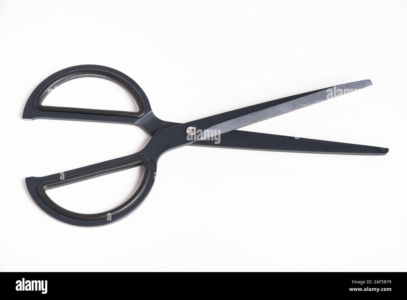 A pair of uniquely designed retro or vintage style scissors in black ...