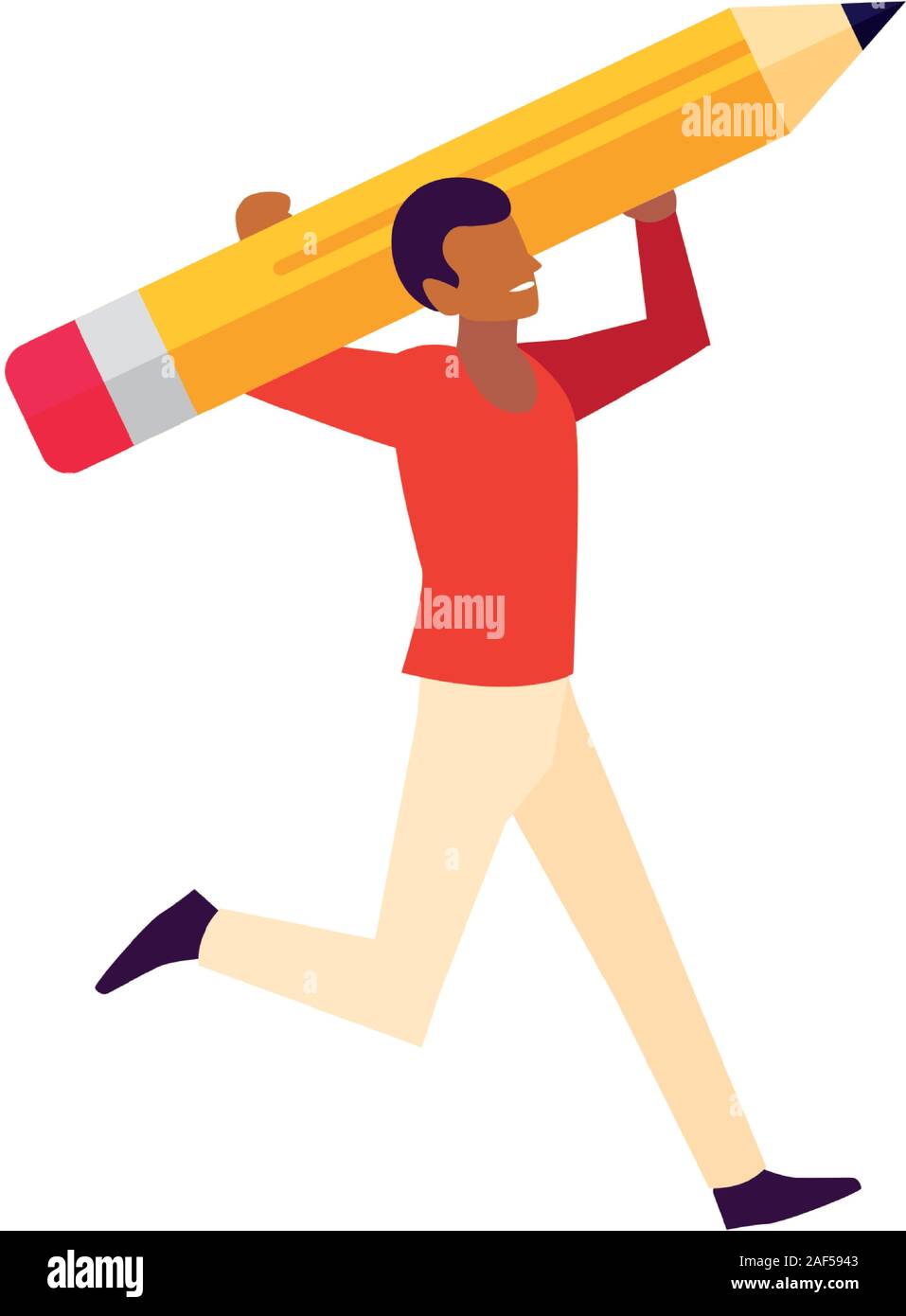 man with pencil to write on white background vector illustration design ...