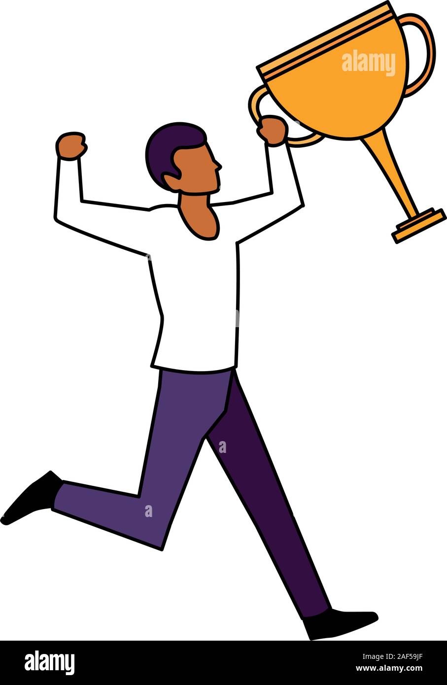 man with trophy gold in white background vector illustration design ...