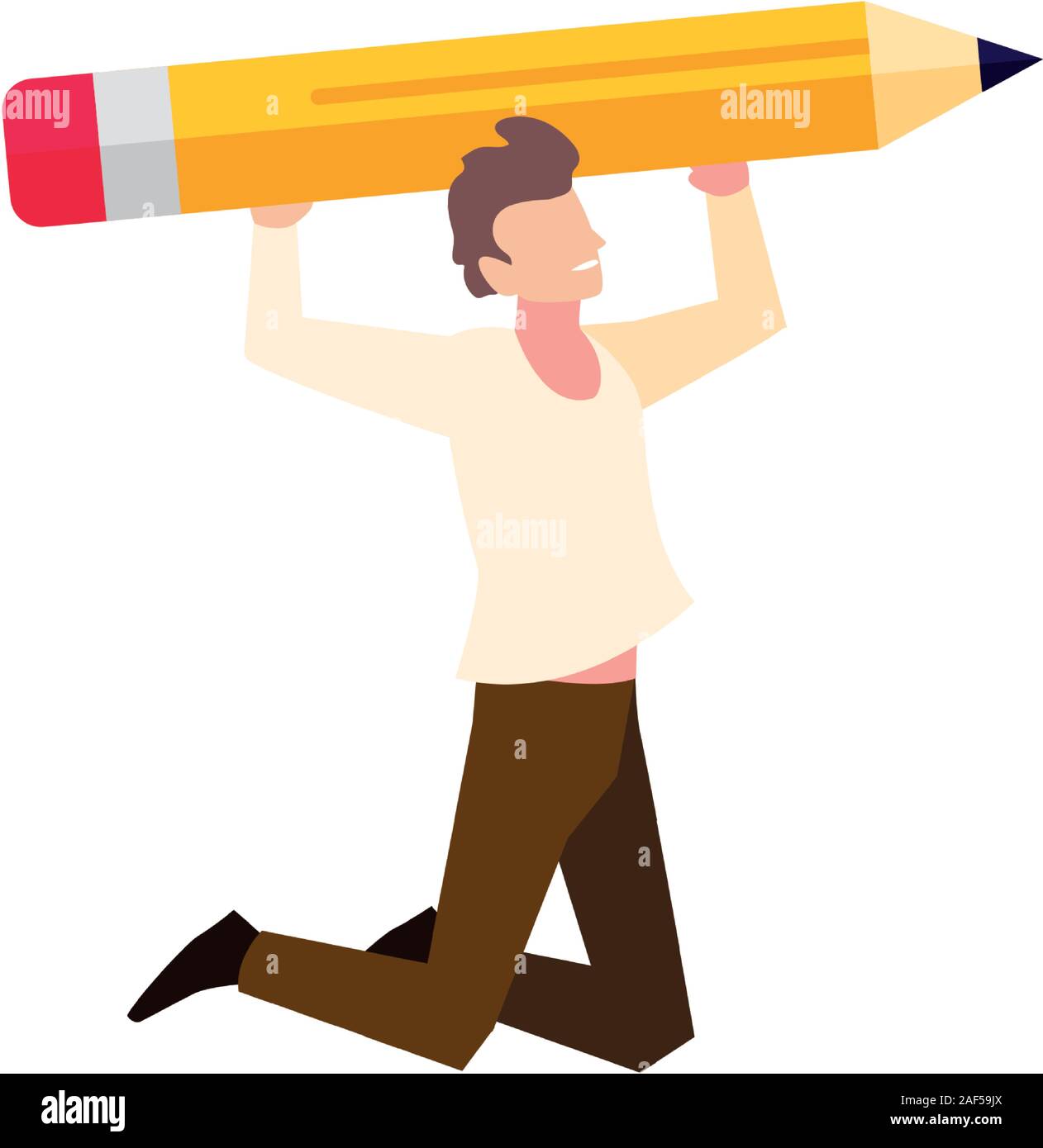 man with pencil to write on white background vector illustration design ...