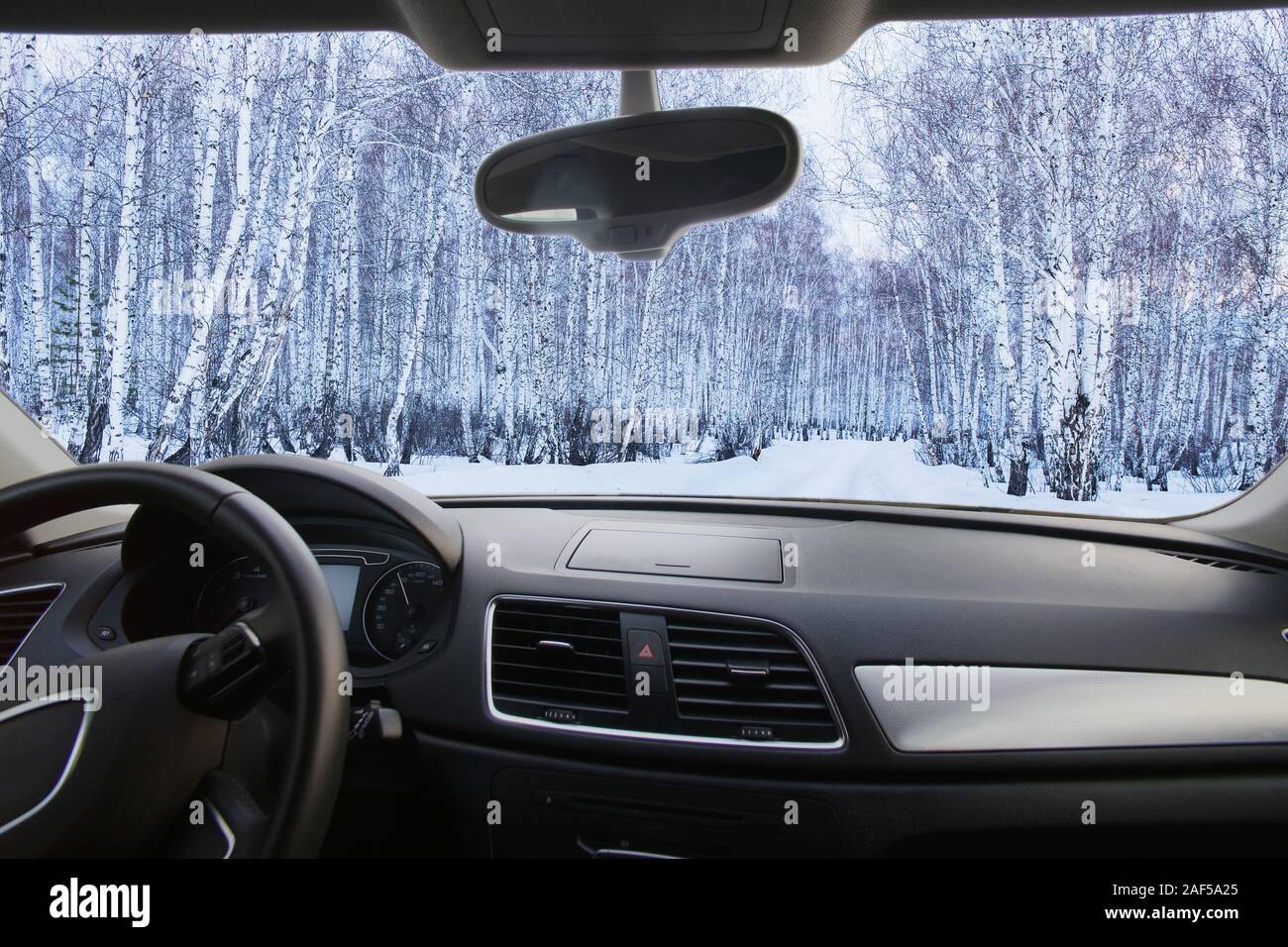 winter snowy forest in the cabin cars Stock Photo - Alamy
